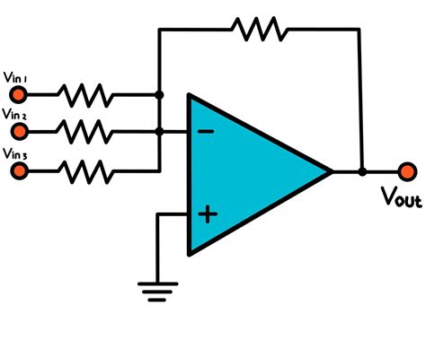 Op Amp Inverting Summing Amplifier Circuit Diagram With Multiple Inputs