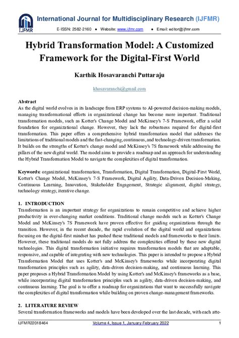Pdf Hybrid Transformation Model A Customized Framework For The