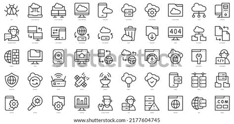 Set Thin Line Cloud Computing Icons Stock Vector Royalty Free Shutterstock