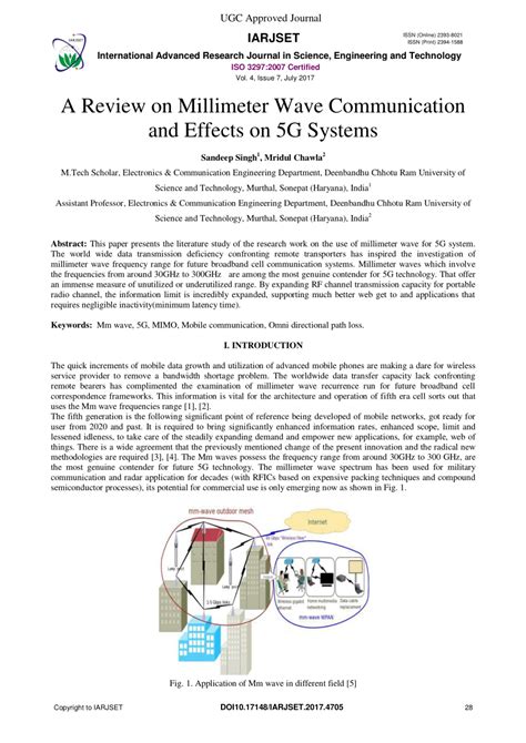 Pdf A Review On Millimeter Wave Communication And Effects On 5g Systems