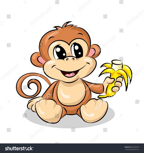 Cute Small Crazy Monkey White Background Stock Vector Royalty Free