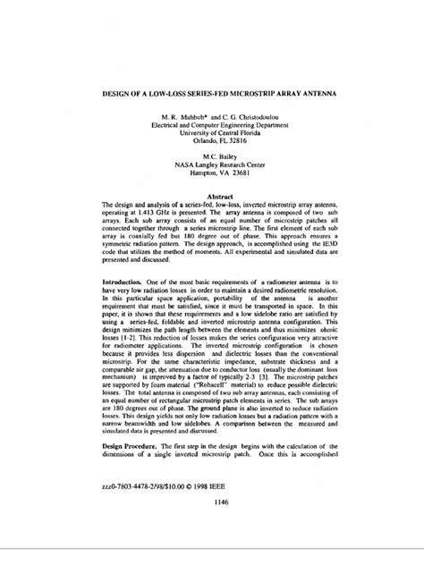 Design Of A Low Loss Series Fed Microstrip Array Antenna Pdf