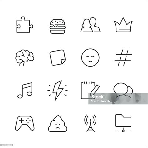 소셜 네트워킹 픽셀 퍼펙트 라인 아이콘 세트 편집 가능한 획 무게 아이콘에 대한 스톡 벡터 아트 및 기타 이미지 아이콘