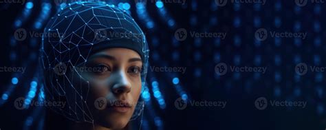 Futuristic Humanoid Robot Exemplifies On Blue Background Cutting Edge Artificial Intelligence