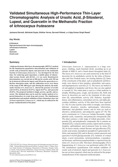 Pdf Validated Simultaneous High Performance Thin Layer