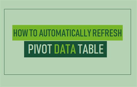 How To Manually And Automatically Refresh Pivot Table Techbout