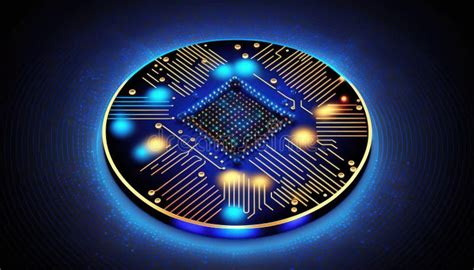 Futuristic Modern New Computer Processor Chip Colorful Neon Glowing CPU Model Of Microprocessor