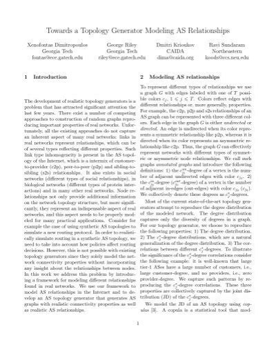 Towards A Topology Generator Modeling As Relationships