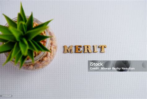 흰색 배경에 Merit라는 나무 글자 텍스트입니다 동기 부여 단어 인용 개념 복사 공간 배너 평면도 평면 평지 계절 판매 소매 쇼핑 개념 블랙 프라이데이 세일 0명에 대한