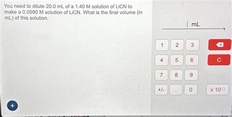 Solved You Need To Dilute ML Of A M Solution Of Chegg Com