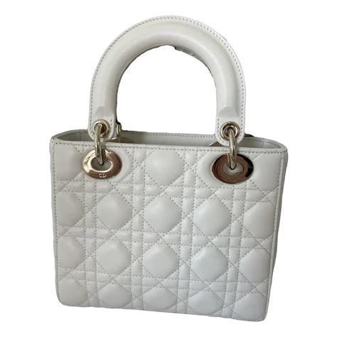 Lady Dior Leather Handbag Dior White In Leather 62518225