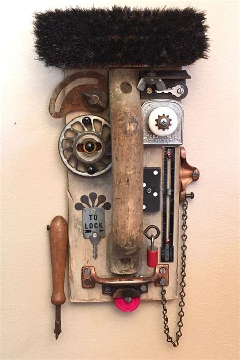 Found Object Assemblage Art Herbert Funky Hanging Etsy Found Object Art Found Object Trash Art