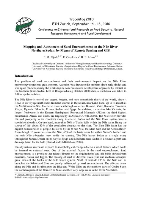 Pdf Mapping And Assessment Of Sand Encroachment On The Nile River Northern Sudan By Means Of