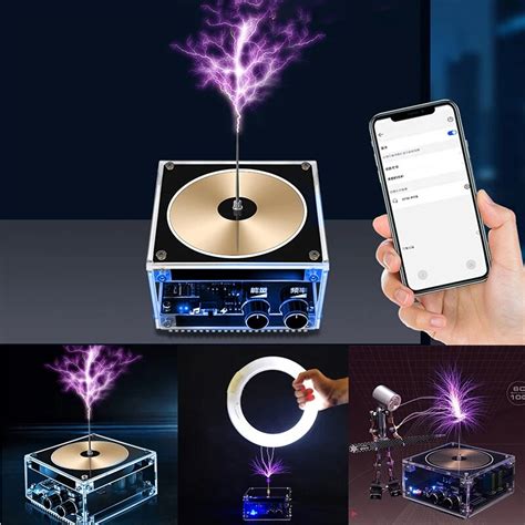 테슬라 코일 스피커 무선 블루투스 호환 뮤직 박스 고전력 전압 터치 가능 인공 번개 선물용 티몬