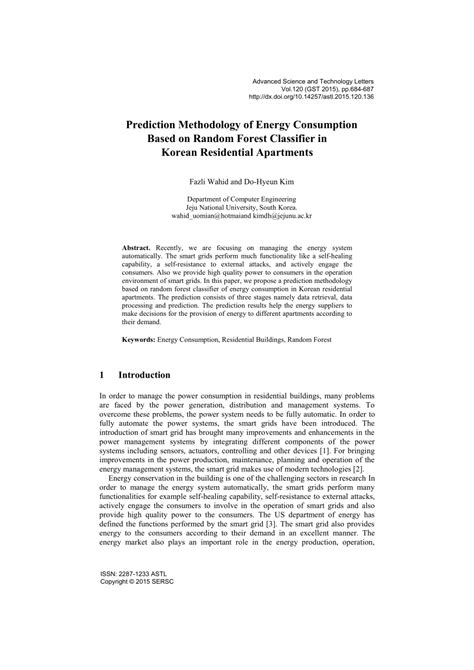 Pdf Prediction Methodology Of Energy Consumption Based On Random Forest Classifier In Korean