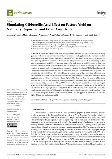 Pdf Simulating Gibberellic Acid Effect On Pasture Yield On Naturally