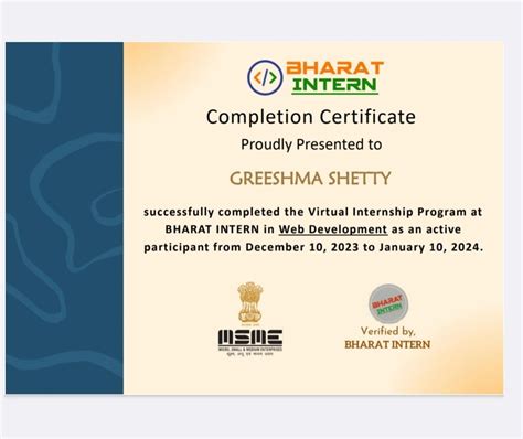 Webdevelopment Internship Bharatintern Greeshma Shetty