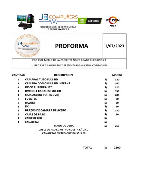 Proforma De Trabajo Pdf