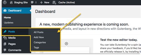 How To Use The WordPress Posts Menu Knowledge Base Pair Networks