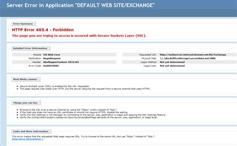 Solved Owa Access Denied Forbidden Error After Moving Mailbox