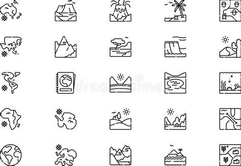 Geography Icons Collection Is A Vector Illustration With Editable Stroke Stock Vector