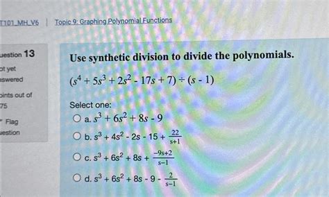 Solved Topic Graphing Polynomial FunctionsUse Synthetic Chegg Com