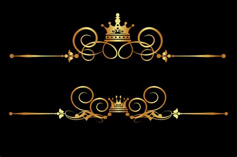 골드 서예 요소 세트 장식 장식 패턴에 당신의 디자인에 대 한 검정 배경 로얄 스타일 빈티지 클로즈업 벡터 이미지 검은색에 대한