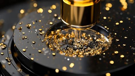 Golden Particles Surrounding Scientific Apparatus In Lab Stock Image Image Of Technology