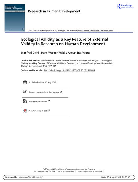 Pdf Ecological Validity As A Key Feature Of External Validity In