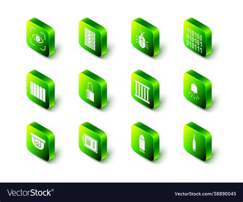 Set Server Data Web Hosting System Bug Concept Vector Image