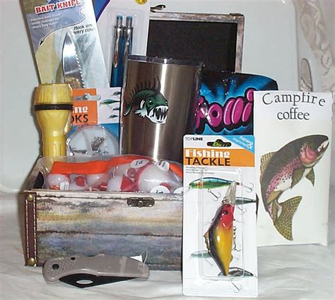 Fishing Gift Basket Trinket Chest Lures Outdoor Knife Floated Hooks