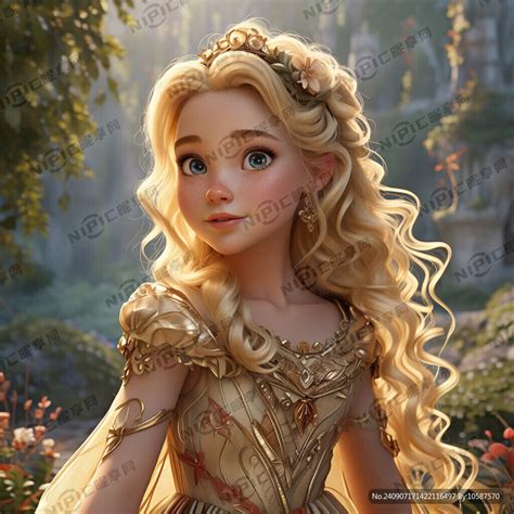 Ai创作图3d 迪士尼公主 金发 欧美 昵图网