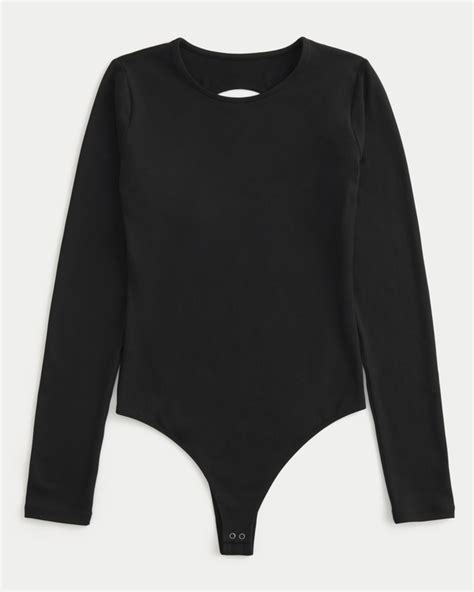 Womens Soft Stretch Seamless Fabric Open Back Bodysuit Womens Clearance