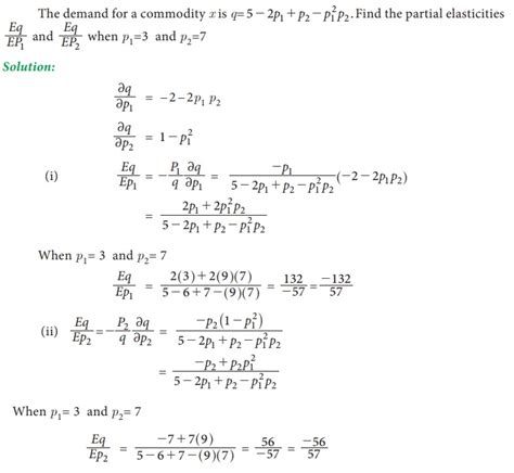 Partial Elasticity Of Demand Applications Of Partial Derivatives