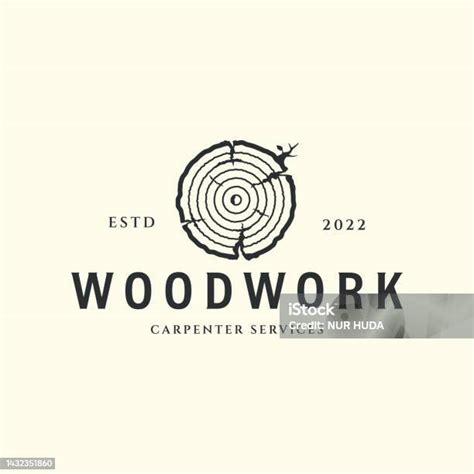 목공 빈티지 로고 벡터 템플릿 일러스트 레이 션 디자인 목공예 또는 목재 로고 개념 나무줄기에 대한 스톡 벡터 아트 및 기타 이미지 나무줄기 도끼 가구 Istock