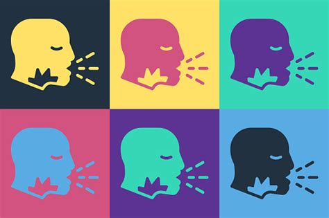 Pop Art Man Hoesten Icoon Geïsoleerd Op Kleur Achtergrond Virale Infectie Influenza Griep