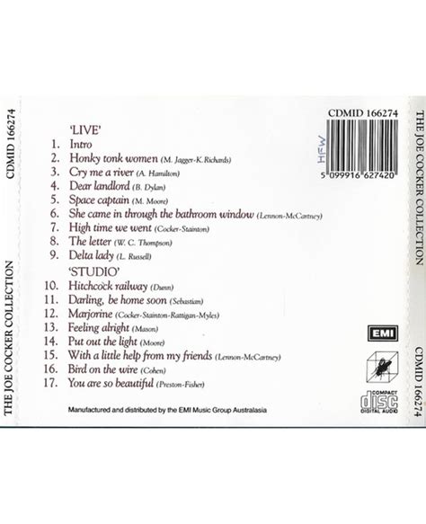 Joe Cocker The Joe Cocker Collection Cd Tron Records Cds Joe
