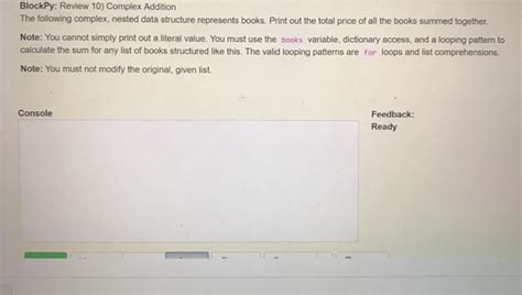 Solved Blockpy Review 10 Complex Addition The Following