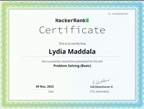 hackerrank problemsolving lydia maddala