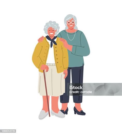 ผู้หญิงที่เป็นผู้ใหญ่กับแม่อาวุโส ความสัมพันธ์ระหว่างลูกสาวกับแม่ ภาพประกอบเวกเตอร์ ภาพประกอบ