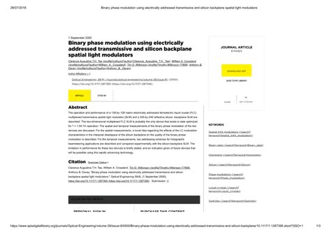 Pdf Phase Modulation Using The Silicon Backplane Spatial Light Modulator And Transmissive Glass