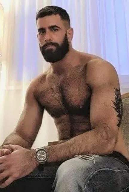 Shirtless Male Muscular Beefcake Ripped Abs Beard Ice Cream Hunk Photo