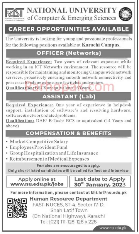 fast national university of computer and emerging sciences jobs 2023
