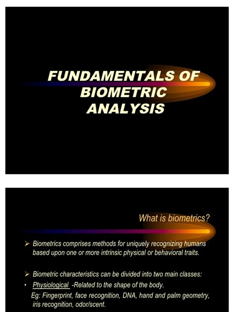 Fundamentals Of Biometric Analysis Pdf Biometrics Security Technology