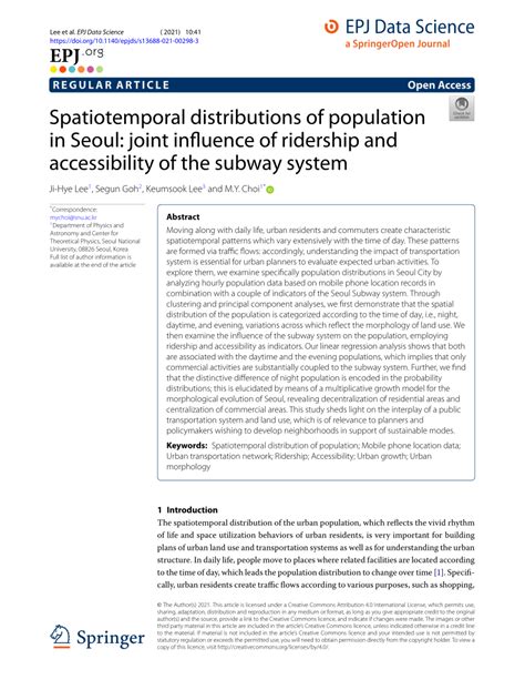 Pdf Spatiotemporal Distributions Of Population In Seoul Joint Influence Of Ridership And