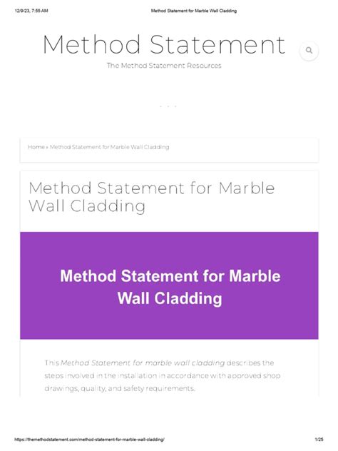 Method Statement For Marble Wall Cladding Pdf