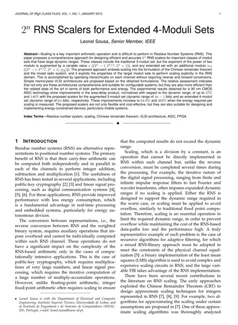 Pdf 2n Rns Scalers For Extended 4 Moduli Sets