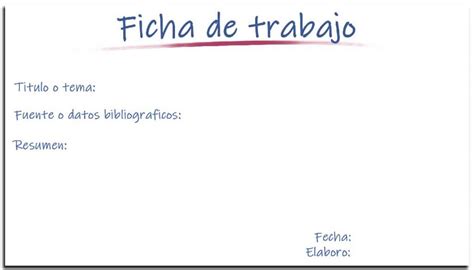 Partes De Una Ficha De Trabajo Nrom