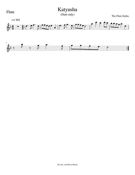 Katyusha Sheet Music For Flute Solo