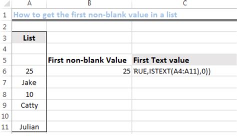 How To Get The First Non Blank Value And Text Value In A List In Excel Excelchat